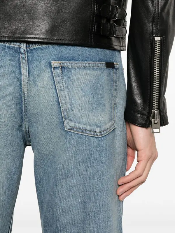 Saint Laurent Stonewashed Distressed Straight Jeans