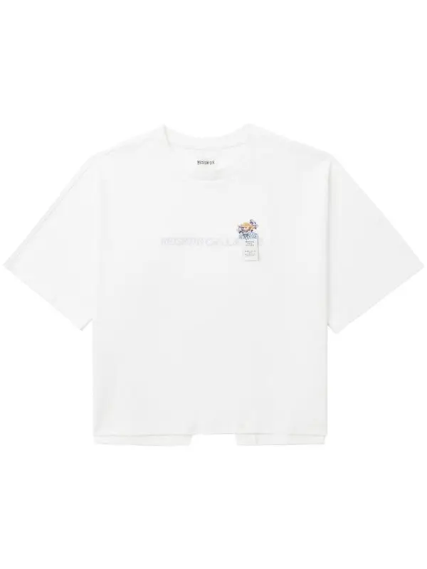 MUSIUM DIV. Logo-embroidered Cut-out T-shirt - White