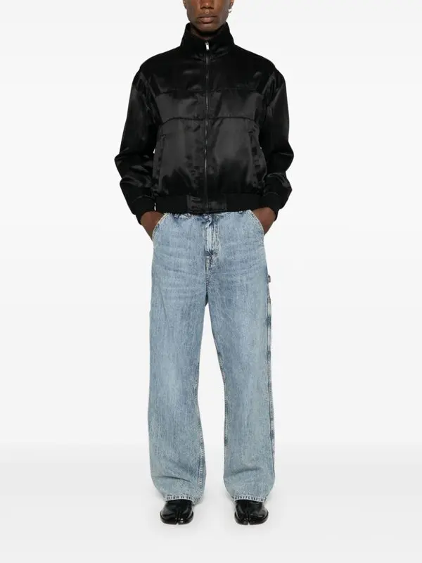Saint Laurent Logo-embroidered Satin Bomber Jacket - Black