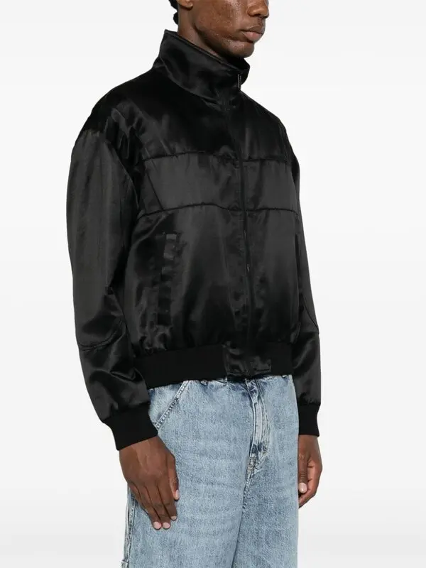 Saint Laurent Logo-embroidered Satin Bomber Jacket - Black