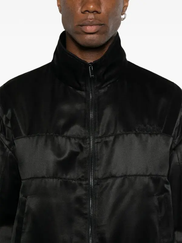 Saint Laurent Logo-embroidered Satin Bomber Jacket - Black