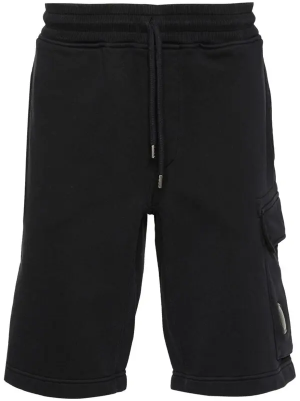 C.P. COMPANY Cotton Track Shorts With Lens Detail - Blue