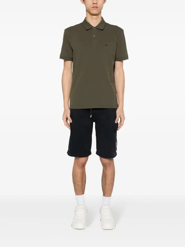 C.P. COMPANY Cotton Track Shorts With Lens Detail - Blue