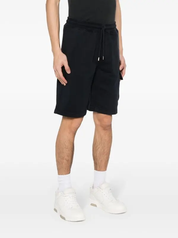C.P. COMPANY Cotton Track Shorts With Lens Detail - Blue