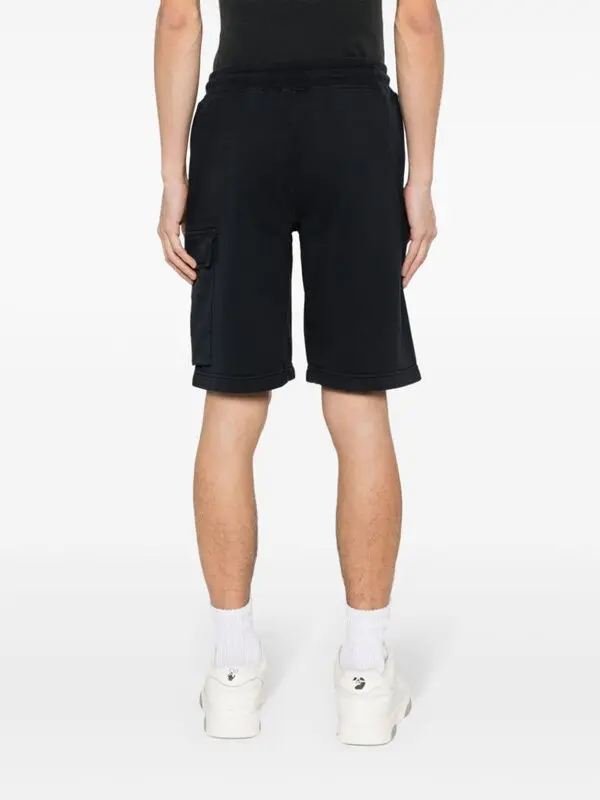 C.P. COMPANY Cotton Track Shorts With Lens Detail - Blue