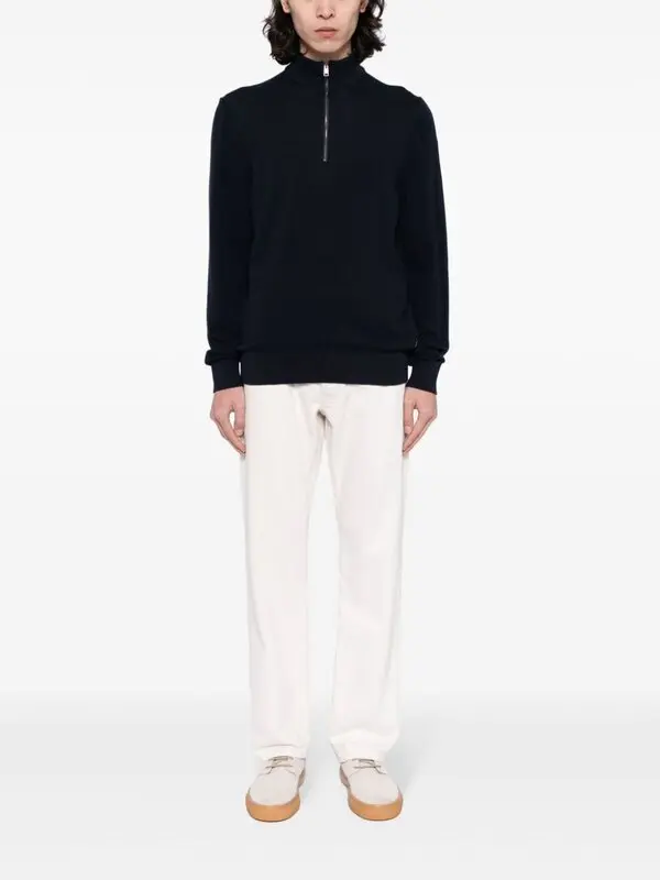 BOSS Zip-up Cotton Jumper - Blue