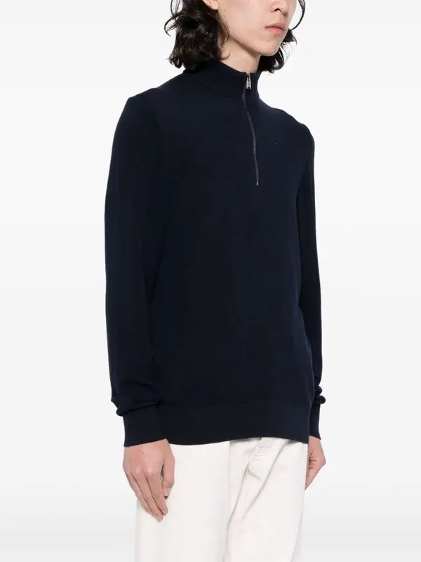 BOSS Zip-up Cotton Jumper - Blue