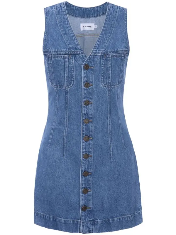 FRAME Sleeveless Denim Mini Dress - Blue