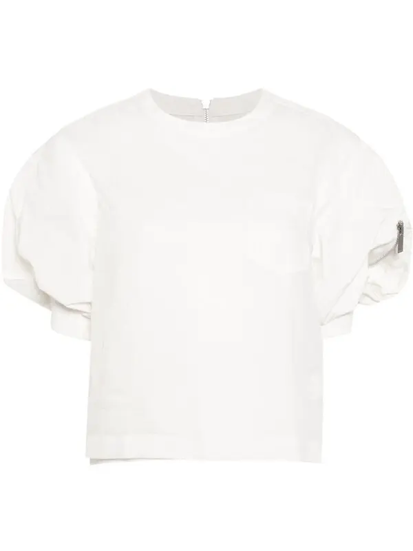 Sacai Puff-sleeved Panelled Blouse - White