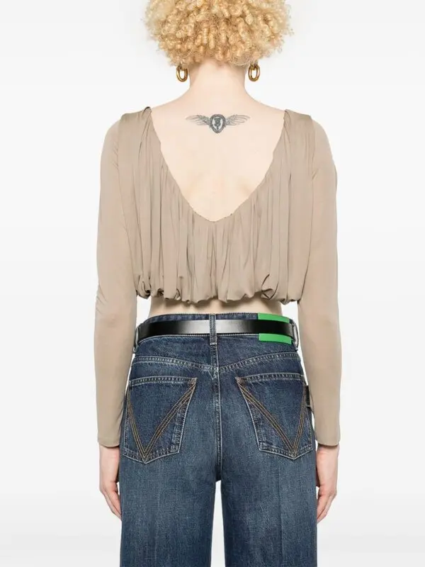 Saint Laurent Pleated Cropped Blouse
