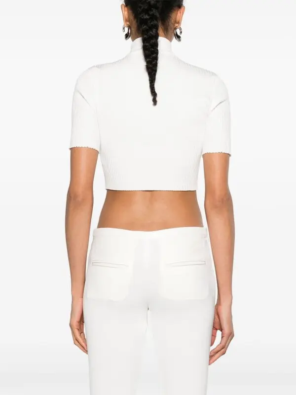 COURREGES Mock-neck Ribbed Top