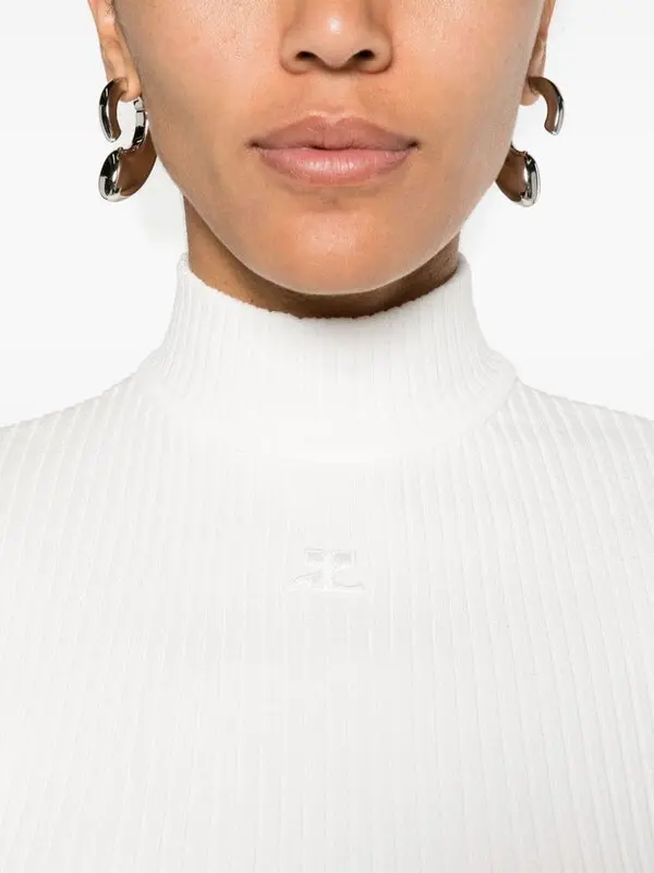 COURREGES Mock-neck Ribbed Top
