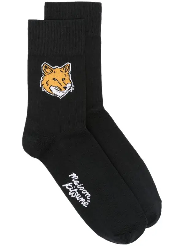 Maison Kitsuné Fox-head Ankle Socks - Black