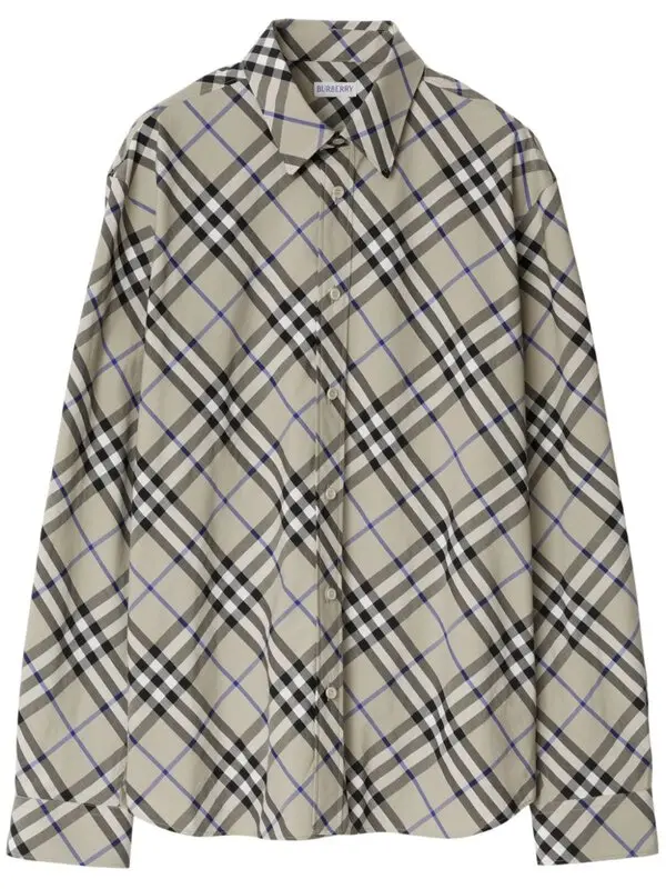 Burberry Checked Cotton Shirt - Neutrals