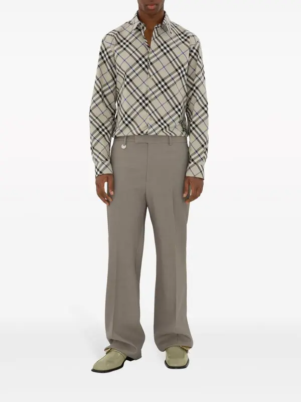 Burberry Checked Cotton Shirt - Neutrals