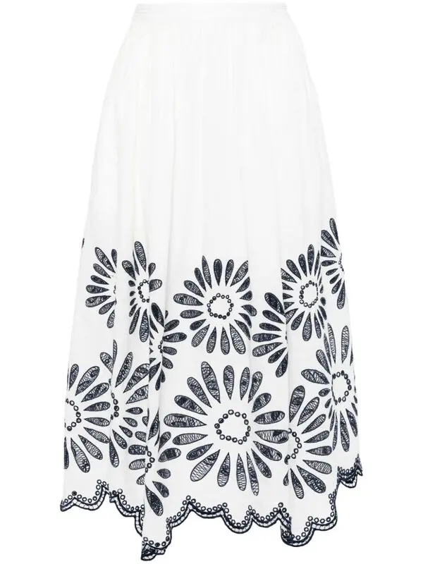 Ulla Johnson Annisa Broderie-anglaise Midi Skirt - White