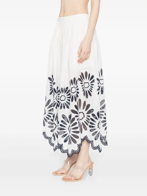 Ulla Johnson Annisa Broderie-anglaise Midi Skirt - White