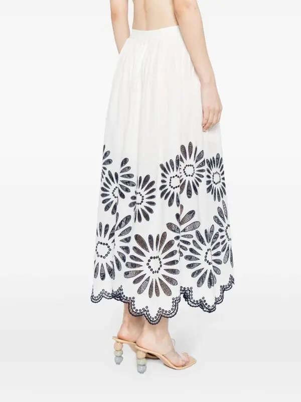 Ulla Johnson Annisa Broderie-anglaise Midi Skirt - White