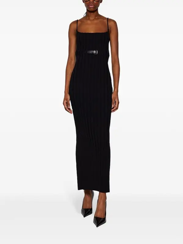Alexander Wang Belted Ribbed-knit Dress