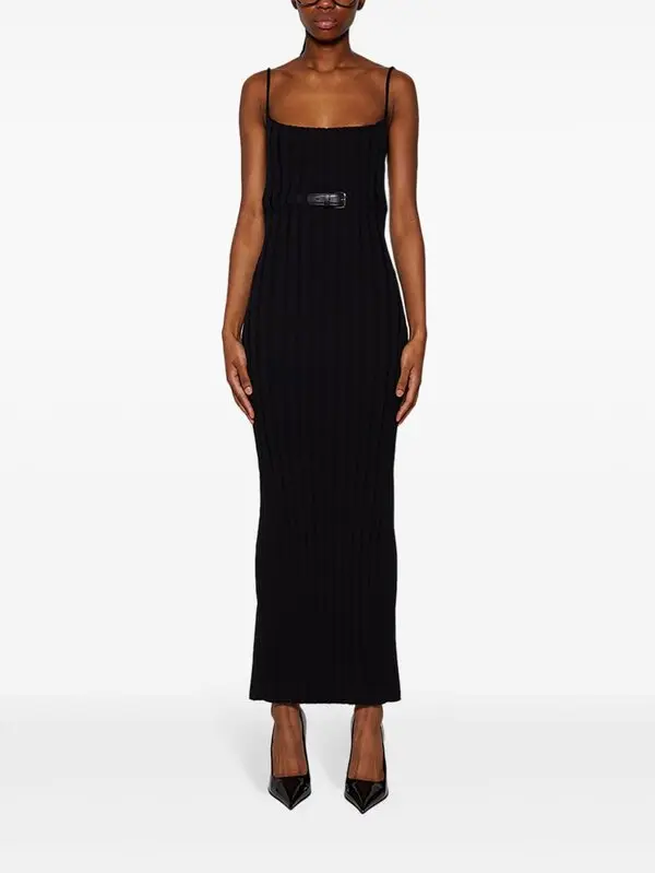 Alexander Wang Belted Ribbed-knit Dress
