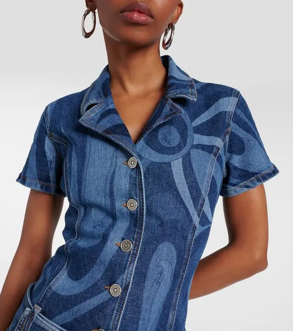 Emilio Pucci Marmo Denim Jumpsuit - Blue