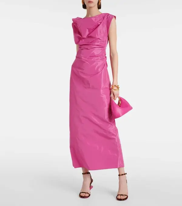 staud andrea off-shoulder maxi dress Staud Andrea Off-Shoulder Maxi Dress In Pink - 30% Off