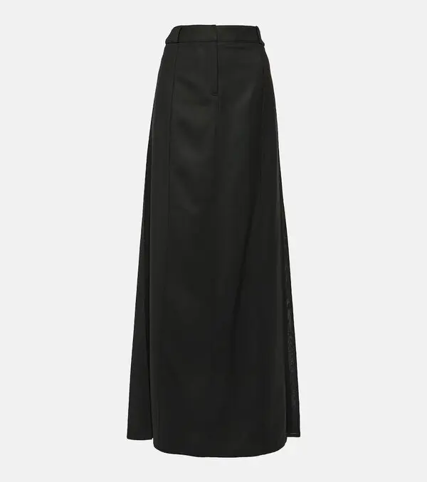 Victoria Beckham Wool-blend Maxi Skirt - Black