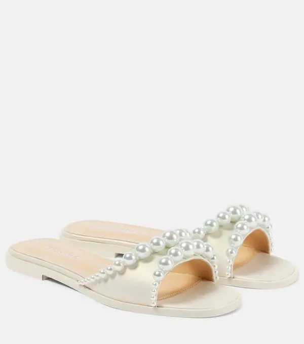 Mach & Mach Sirene Faux-pearl Leather Slides - White