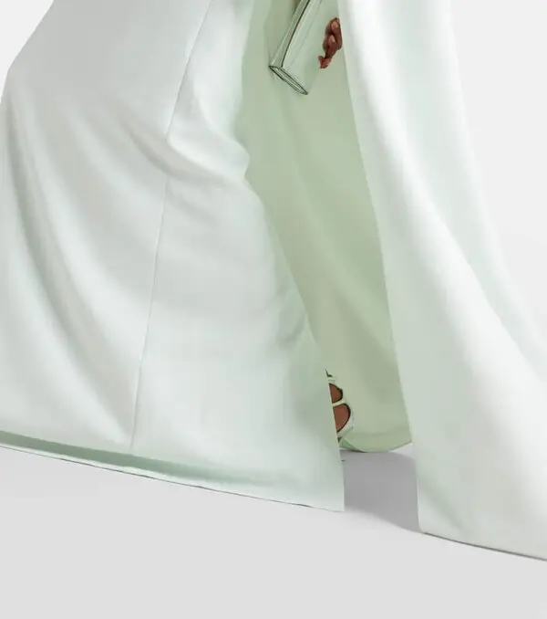 Safiyaa Mattia Embellished Caped Crêpe Gown - Green