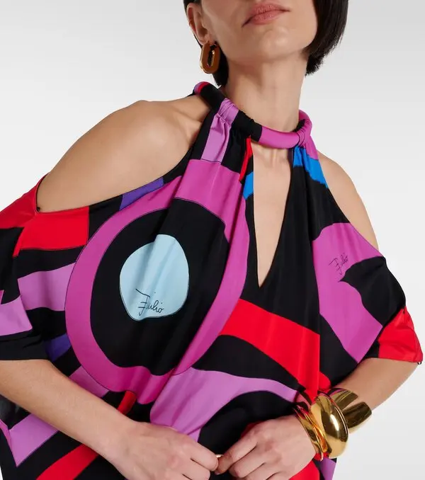 Emilio Pucci Marmo Draped Jersey Kaftan - Multicoloured