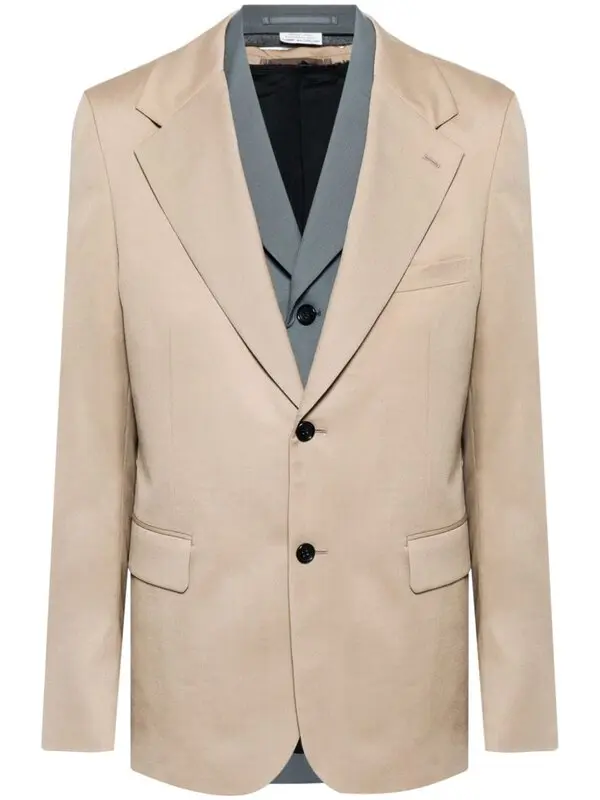 Comme Des Garçons Single-breasted Layered Blazer - Neutrals
