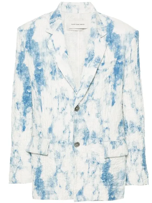 FENG CHEN WANG Seersucker Single-breasted Blazer - Blue