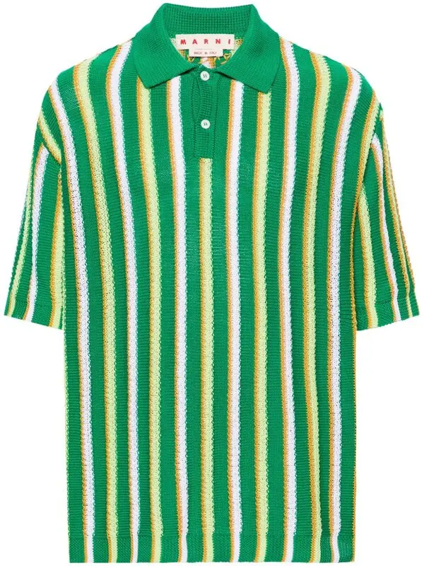 Marni Striped Crochet Polo Shirt