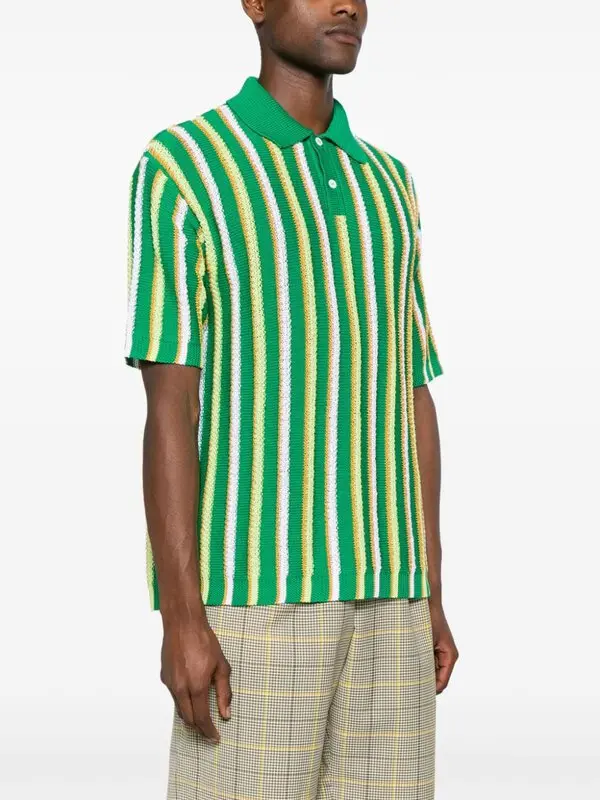 Marni Striped Crochet Polo Shirt