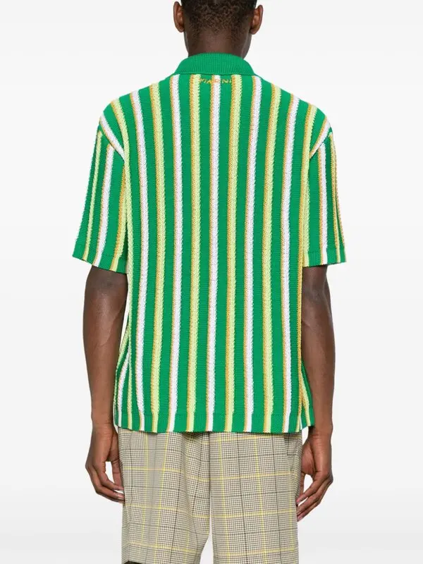 Marni Striped Crochet Polo Shirt
