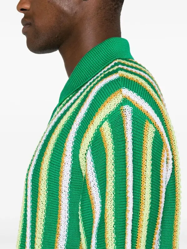 Marni Striped Crochet Polo Shirt