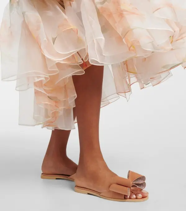 Mach & Mach Le Cadeau Double Bow Satin Slides