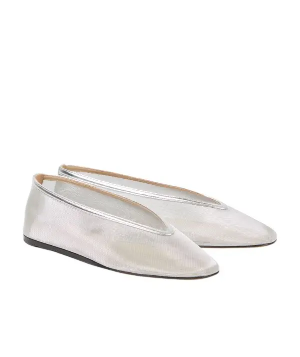 Le Monde Beryl Luna Leather-trimmed Ballet Flats - Silver