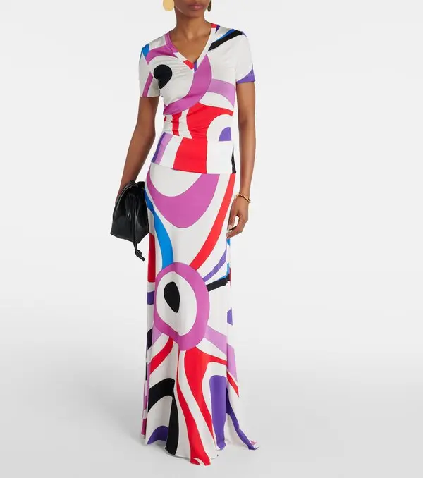 Emilio Pucci Marmo Jersey Maxi Skirt - Multicoloured