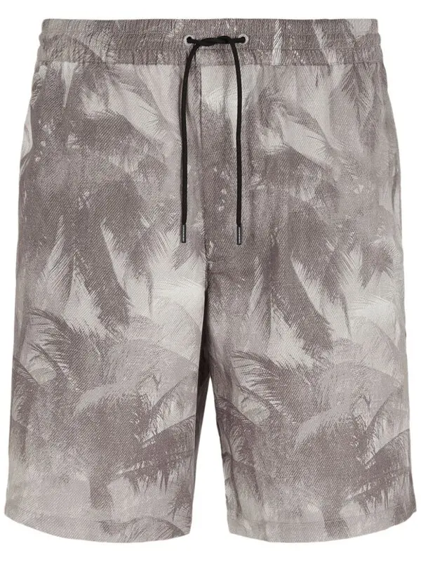 Emporio Armani Graphic-print Track Shorts - Brown
