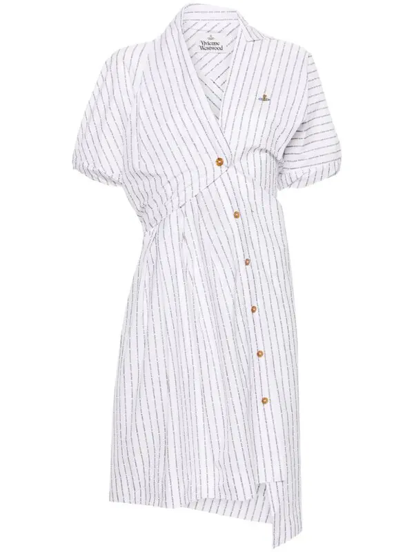 VIVIENNE WESTWOOD Logo-striped Asymmetric Dress