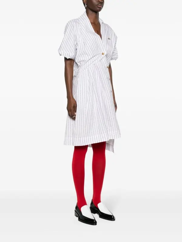VIVIENNE WESTWOOD Logo-striped Asymmetric Dress