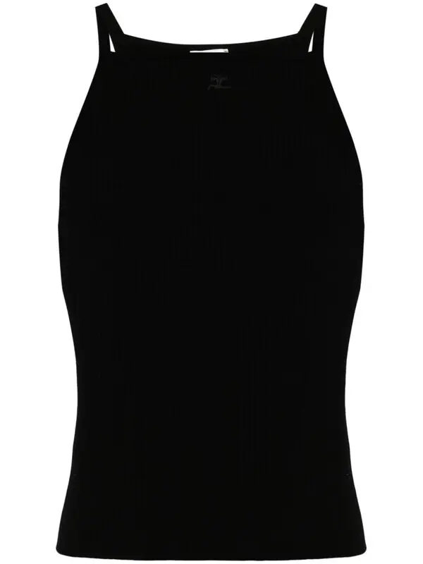 COURREGES Ribbed-knit Tank Top - Black