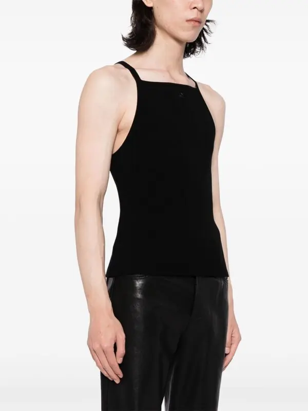 COURREGES Ribbed-knit Tank Top - Black