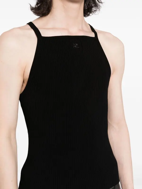 COURREGES Ribbed-knit Tank Top - Black