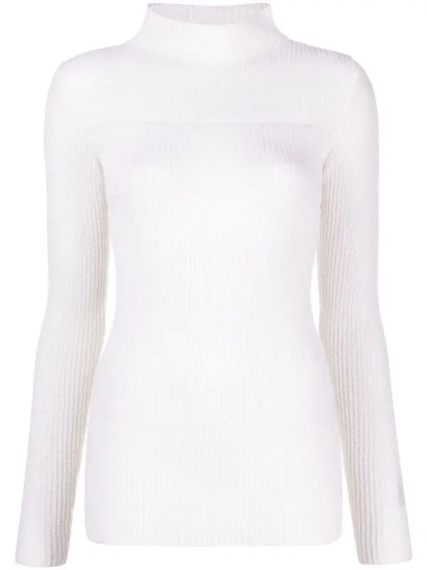 MSGM Mock-neck Knitted Top - White