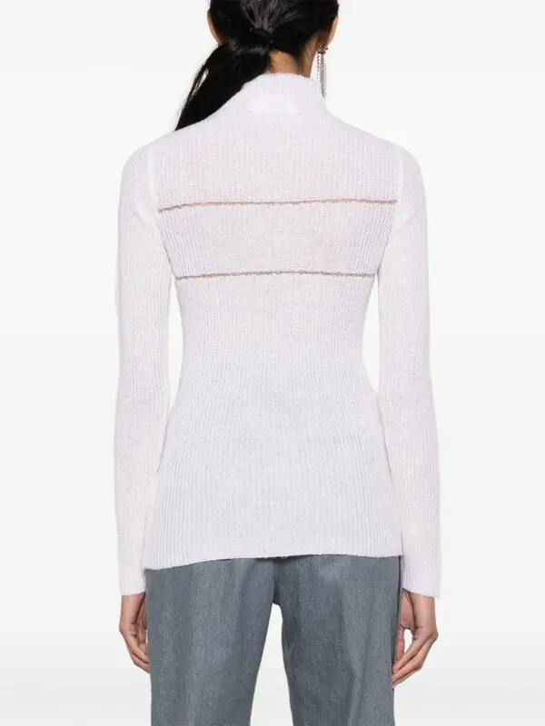 MSGM Mock-neck Knitted Top - White