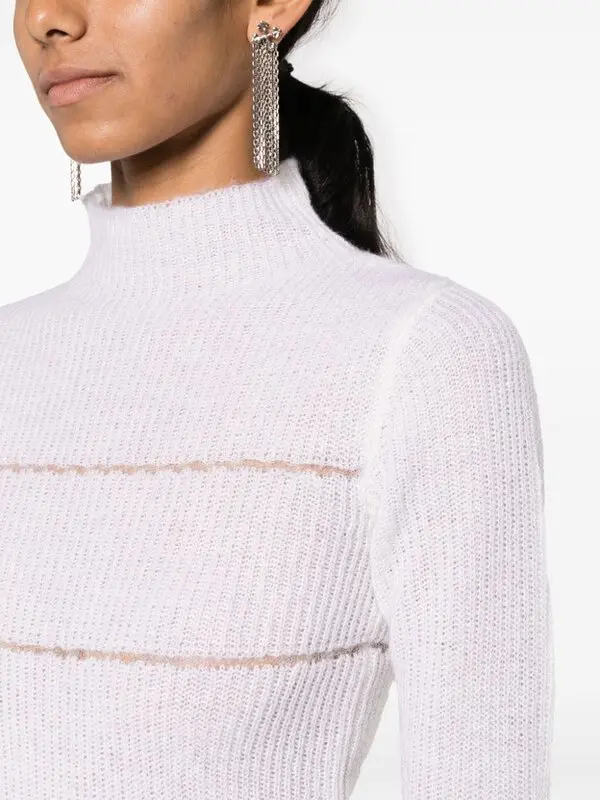 MSGM Mock-neck Knitted Top - White