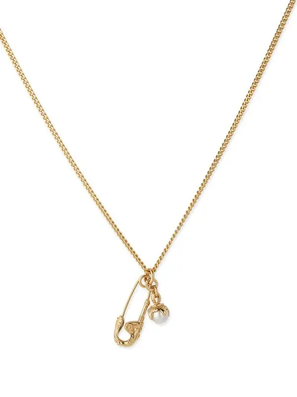 Emanuele Bicocchi Safety Pin Pearl Pendant Necklace - Gold
