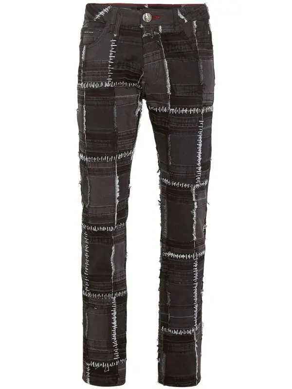 Philipp Plein Patchwork Straight-leg Jeans - Grey